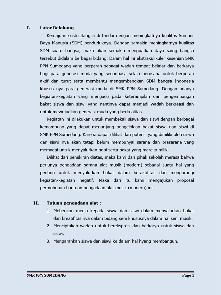 Proposal Pengadaan Alats Seni | PDF