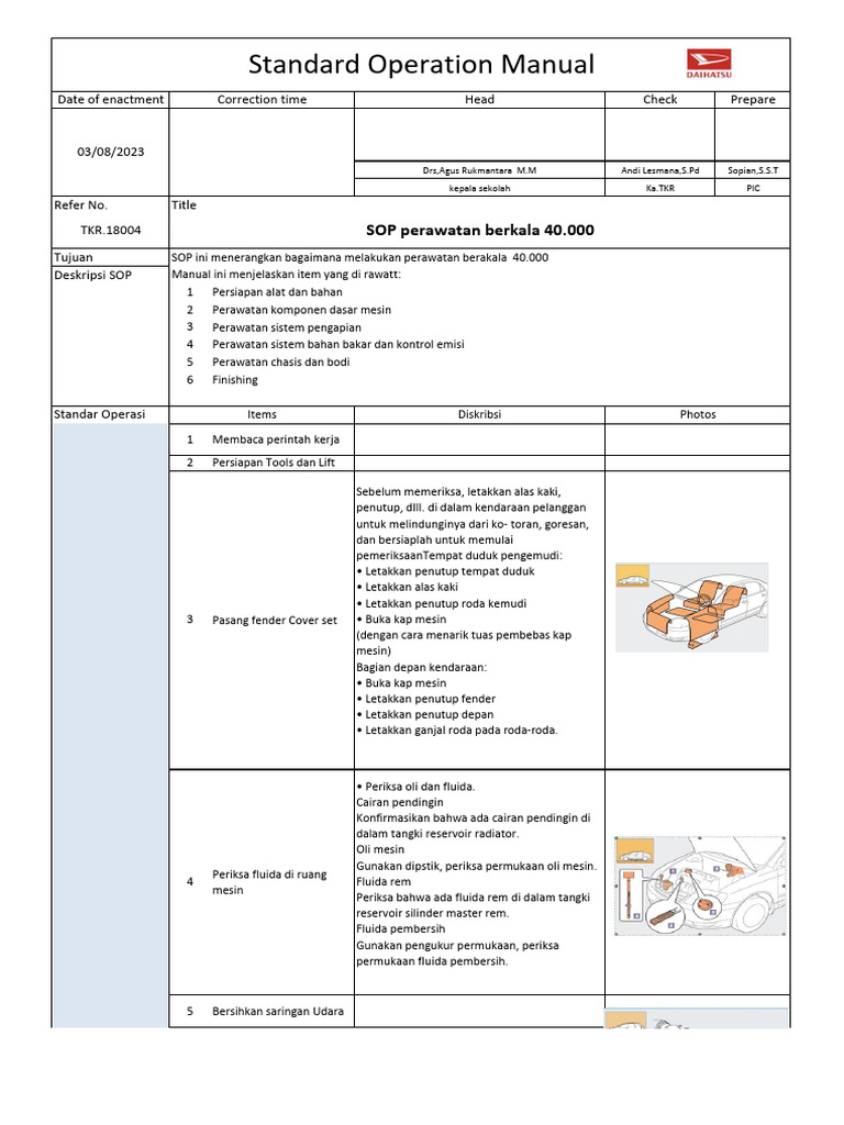 SOP Perawatan Berkala 40000 | PDF