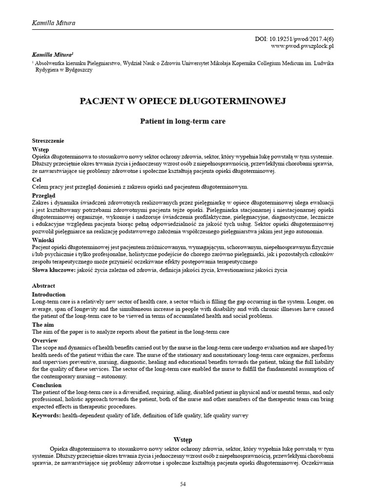 Pacjent W Opiece Długoterminowej | PDF