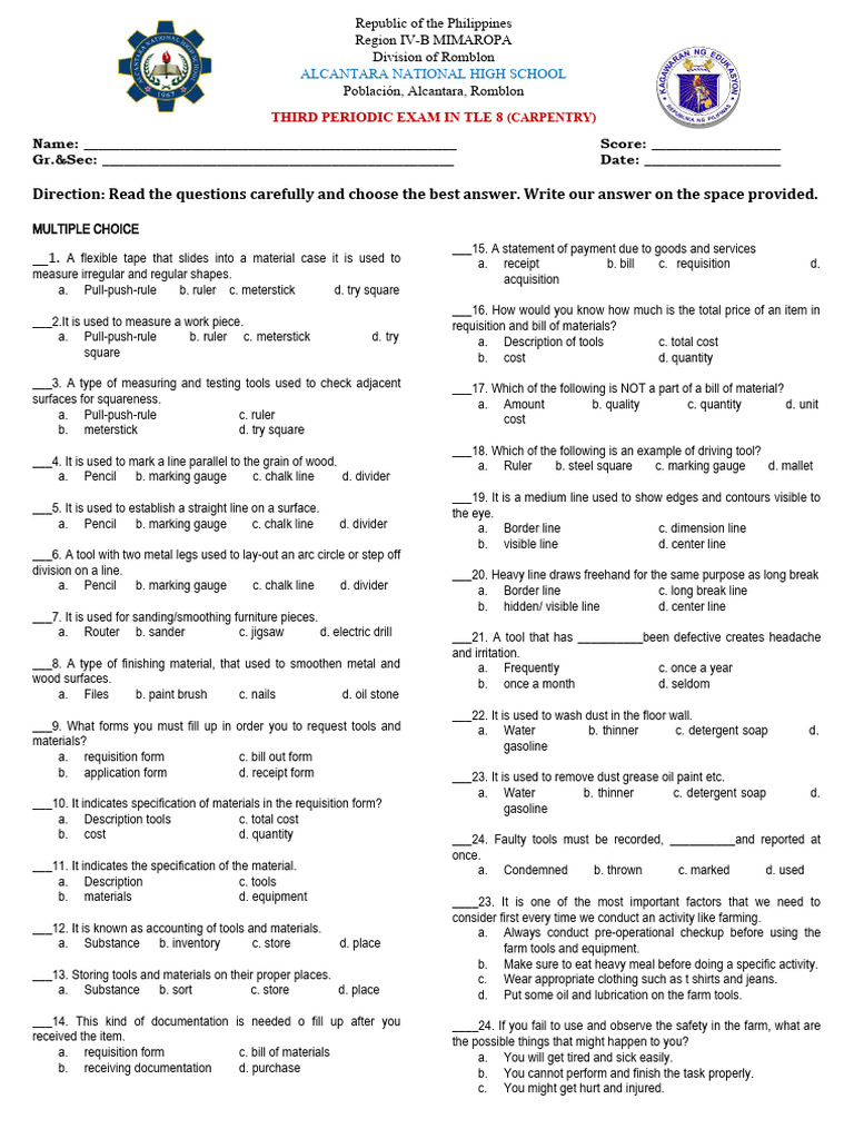 Third Periodical Examination in TLE - 074124 | PDF | Personal ...
