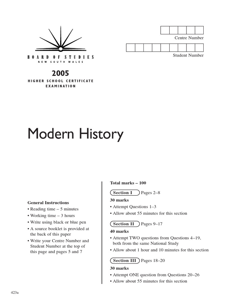Modern History HSC Exam 2005 | PDF | Battle Of The Somme | Kuomintang
