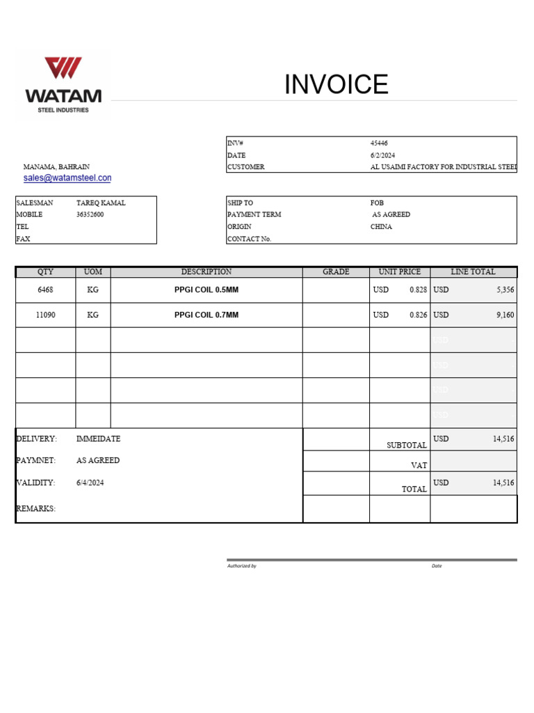 Proforma Invoice | Download Free PDF | Business Documents
