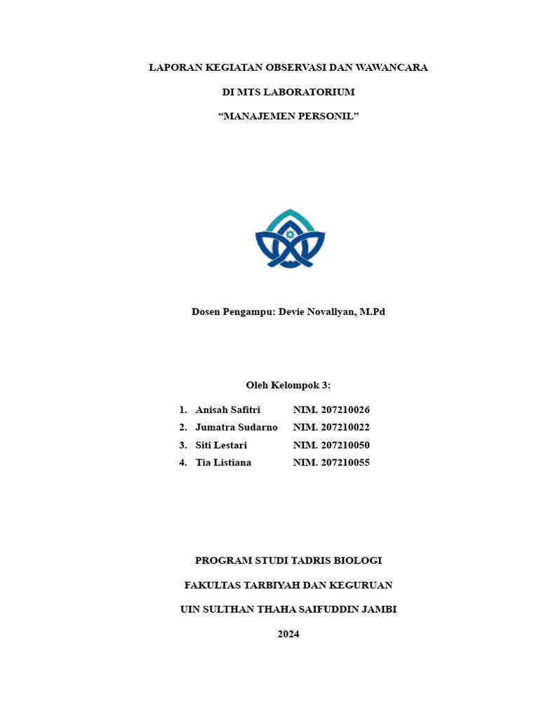 Laporan MTS Laboratorium Kota Jambi | PDF | Karier & Perkembangan