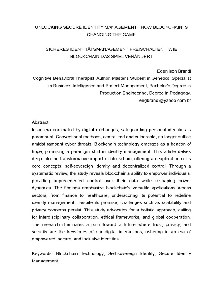 Unlocking Secure Identity Management - How Blockchain Is Changing The Game | PDF ...