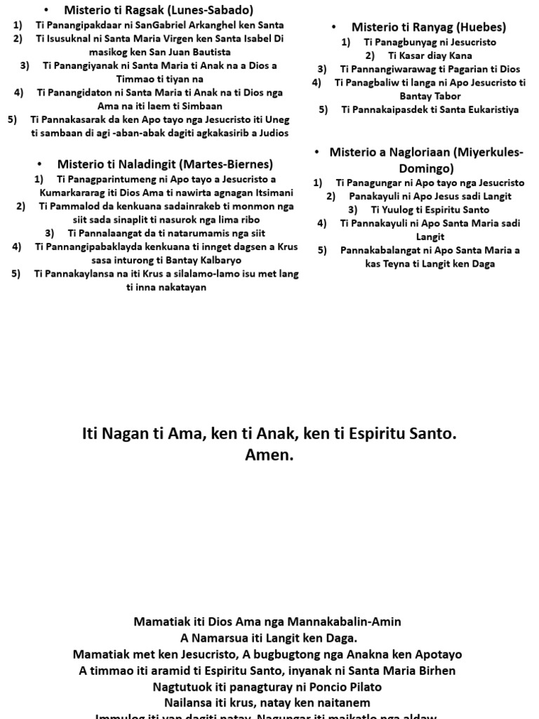 Ilocano Holy Rosary | PDF