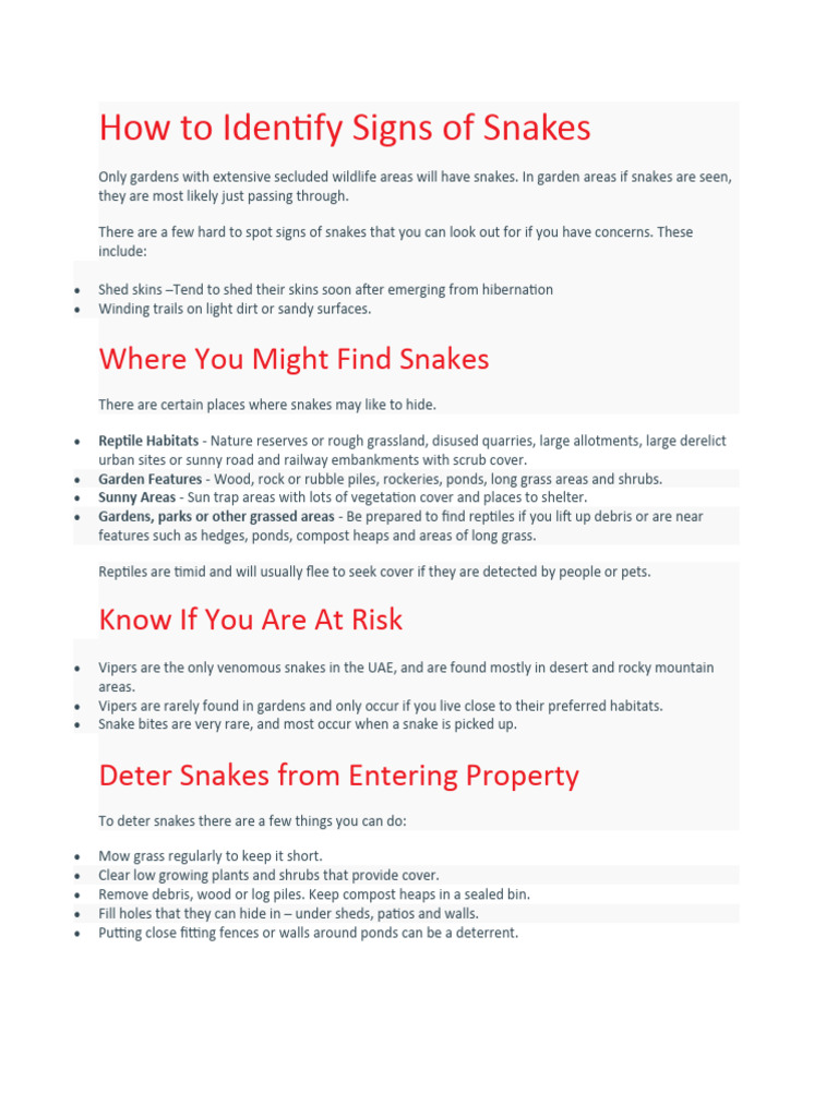 How To Identify Signs of Snakes | PDF | Snake | Clinical Medicine