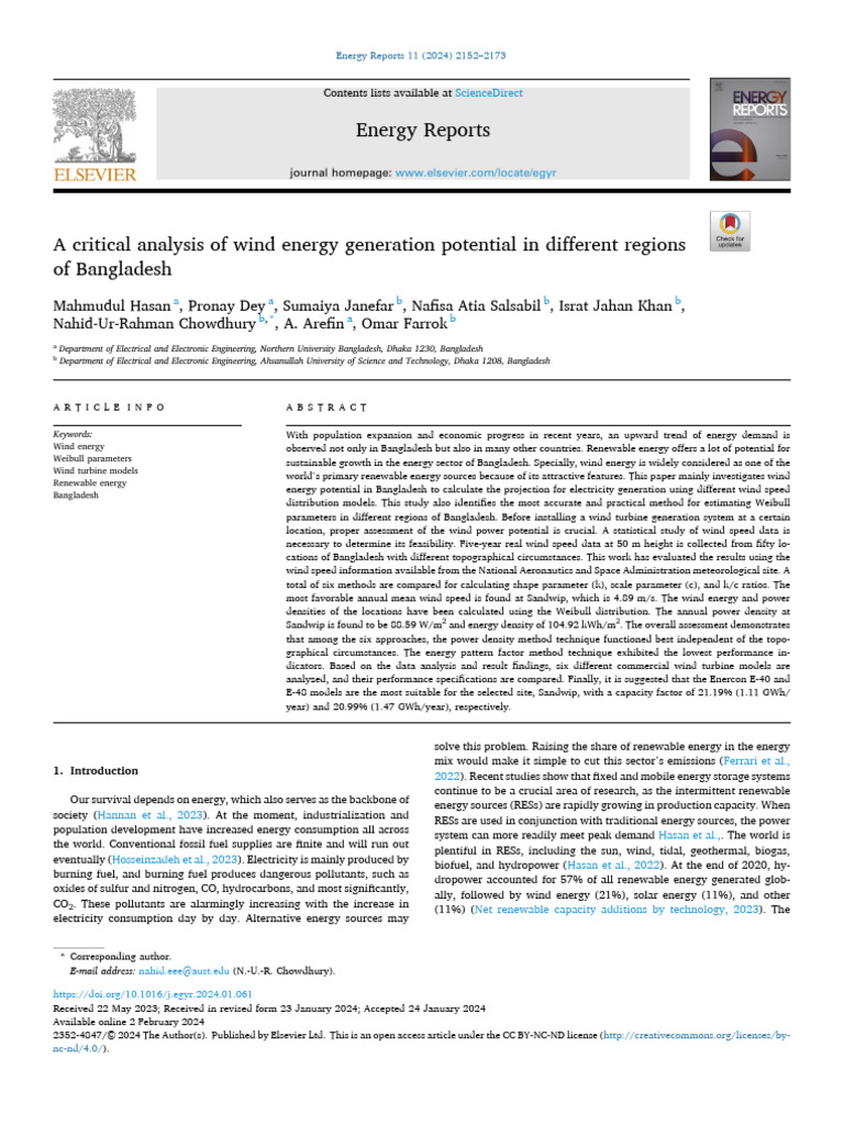 A-critical-analysis-of-wind-energy-generation-potential-in-di_2024_Energy-Re | PDF | Renewable ...
