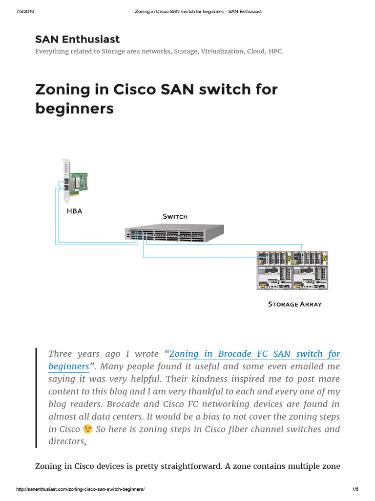 Zoning in Cisco SAN Switch For Beginners - SAN Enthusiast | PDF ... Zoning in Cisco SAN Switch For Beginners - SAN Enthusiast | PDF ...