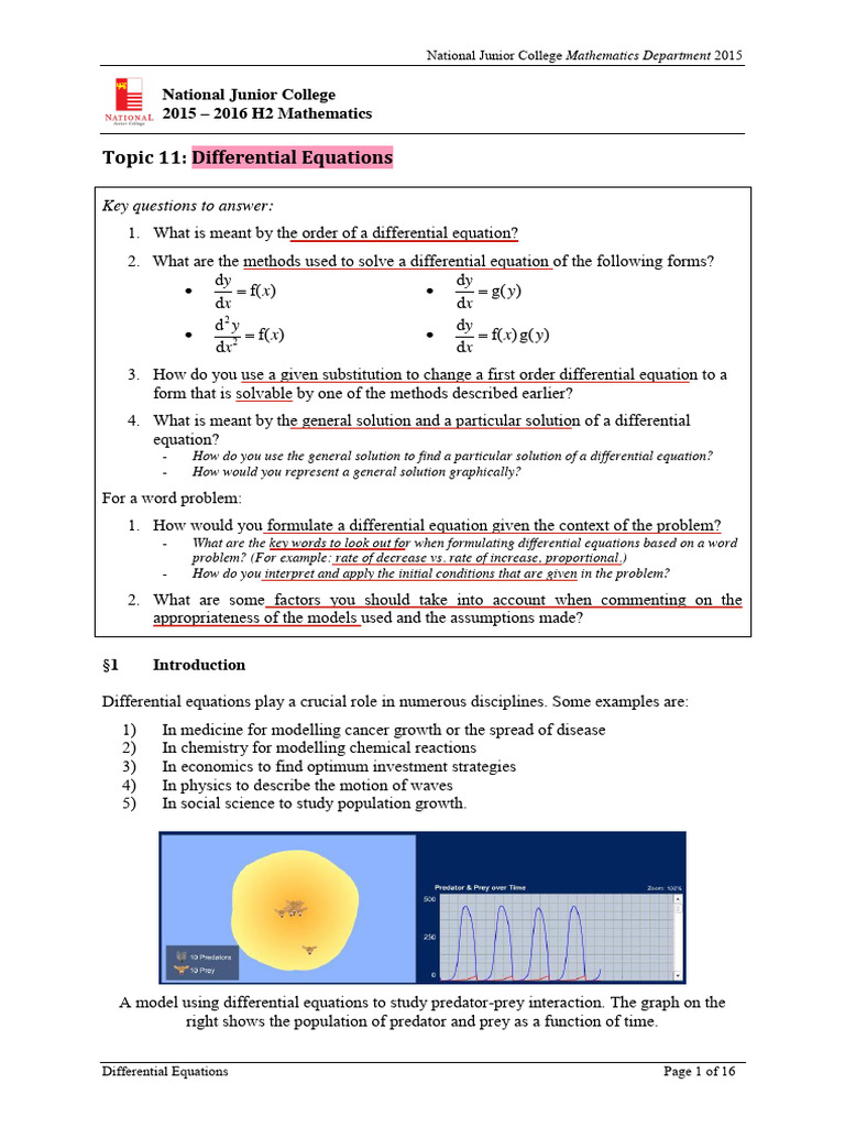 De Notes Download Free Pdf Ordinary Differential Equation Equations