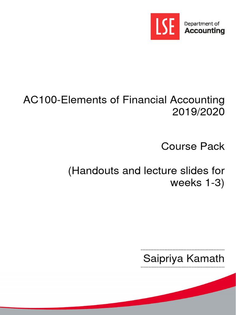 AC100 FA Coursepack Wks 1 3 2019 SK PDF | PDF | Income Statement ...