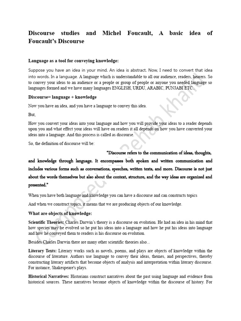 Discourse Studies and Michel Foucault | PDF | Discourse | Knowledge