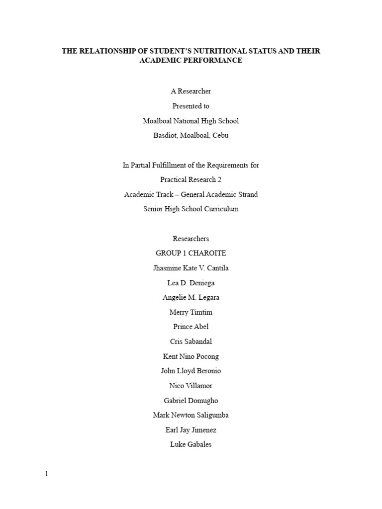 Practical Research - Chapter 01 1 | PDF | Survey Methodology | Healthy Diet