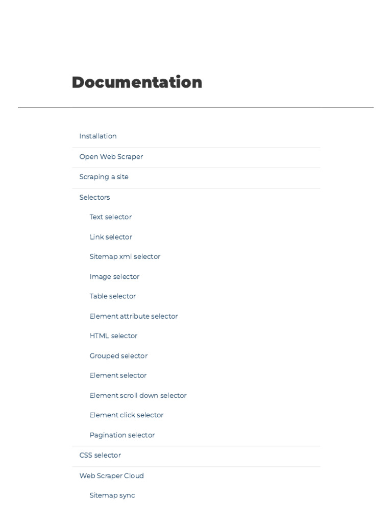Link Selector - Web Scraper Documentation | PDF | World Wide Web | Internet & Web