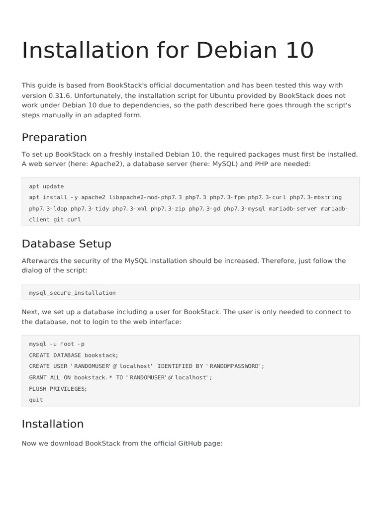 Install BookStack on Debian 10 | PDF | World Wide Web | Internet & Web