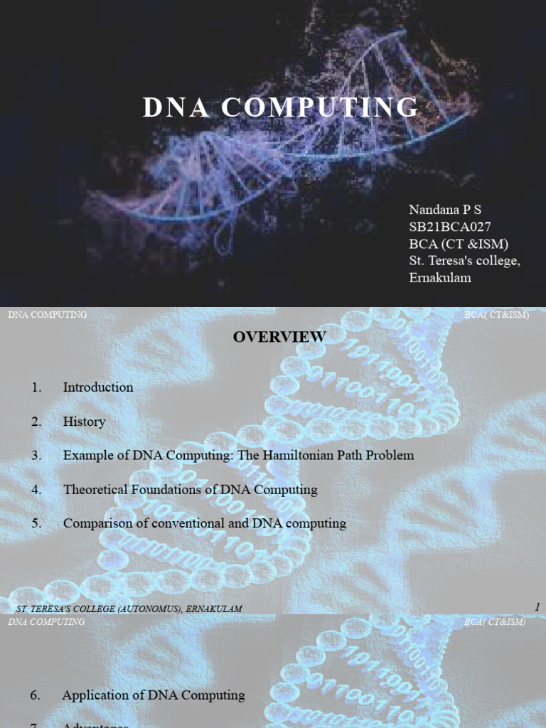 Nandana p s_dna computing | PDF | Dna | Computing