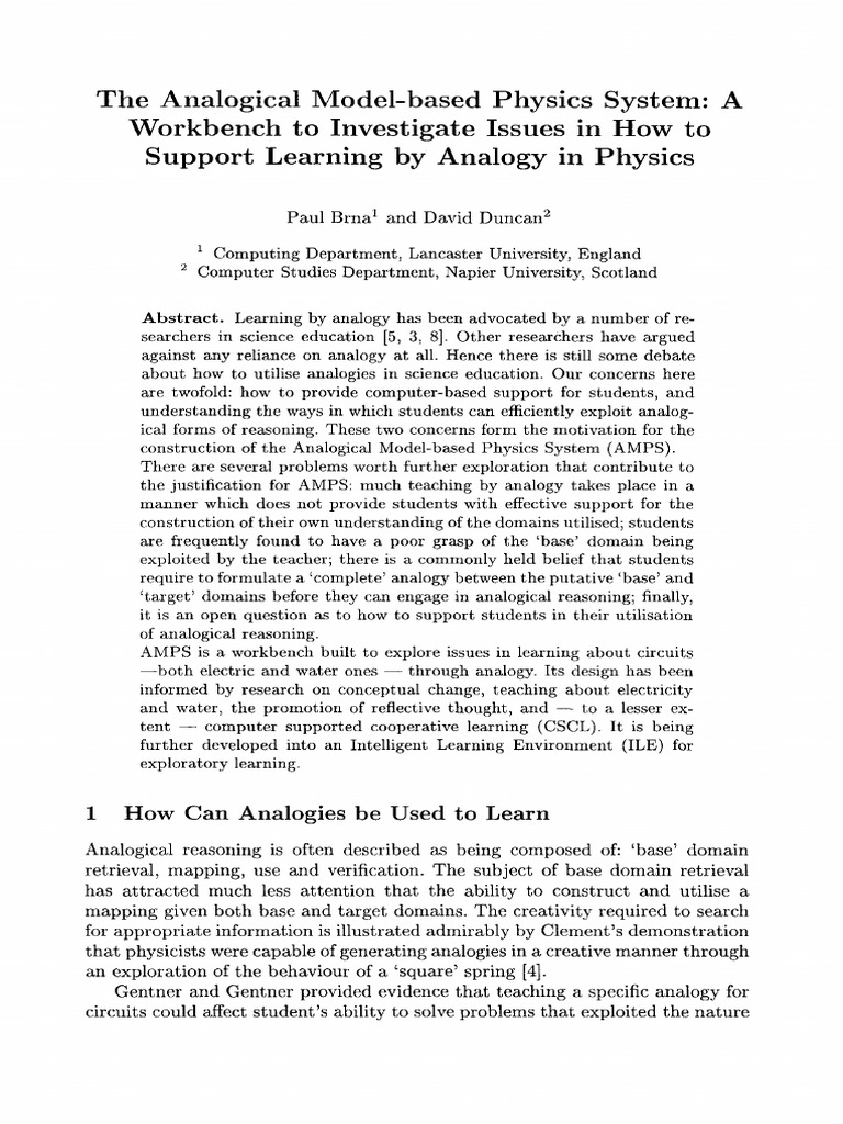 The Analogical Model-based Physics System | PDF | Analogy | Conceptual Model