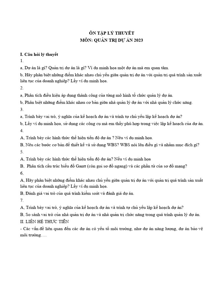 Ôn tập QTDA 2023 | PDF