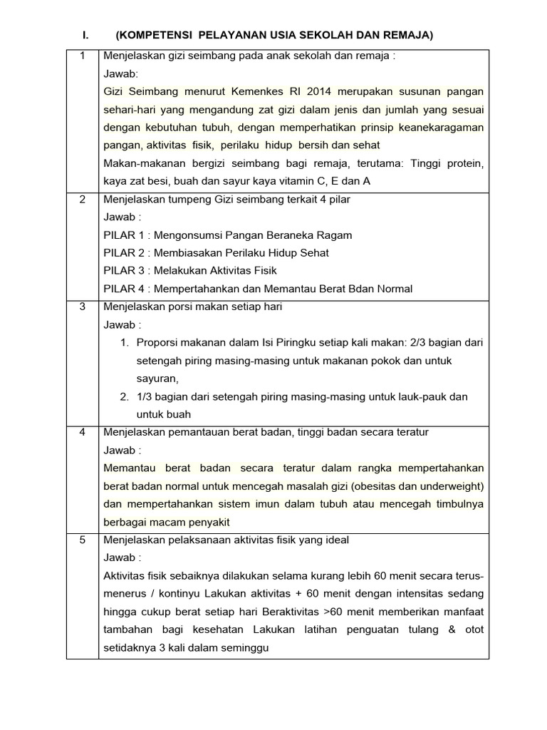 Iii. Ketrampilan Pelayanan Usia Sekolah Dan Remaja (Rekapitulasi) | PDF