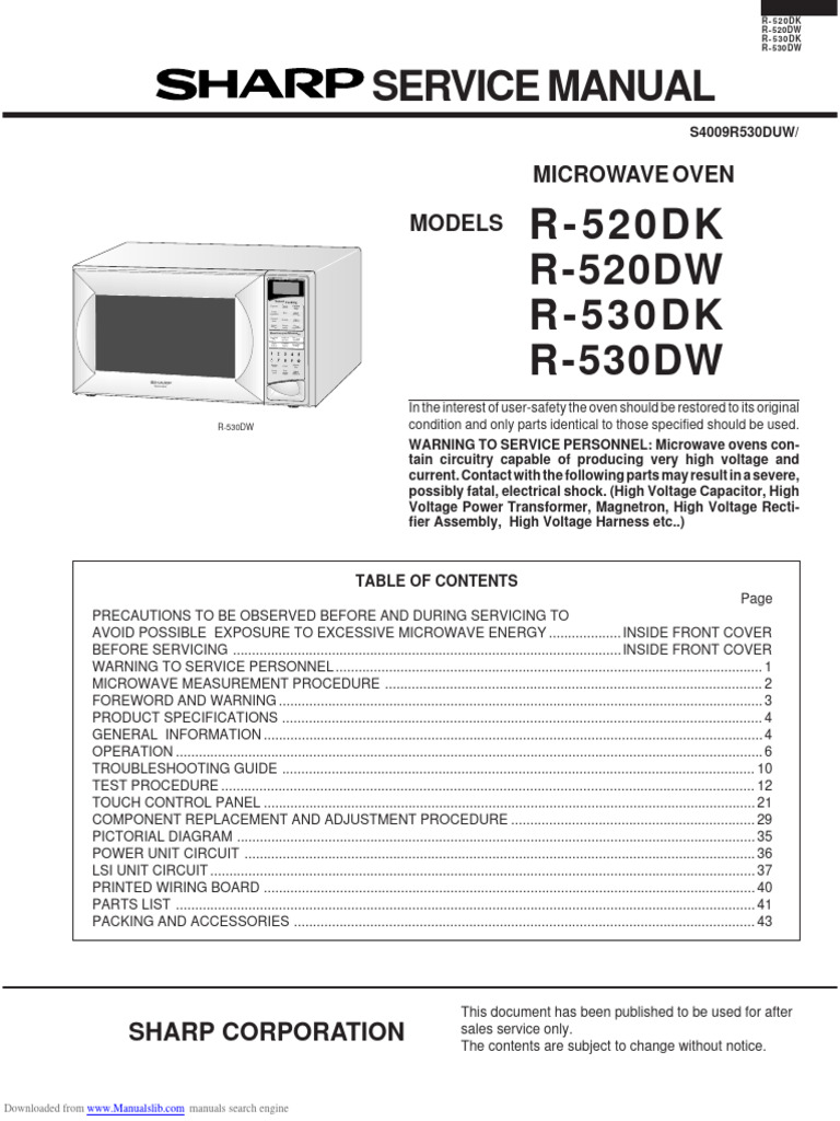 Service Manual: Microwave Oven Models | PDF | Power Supply | Capacitor