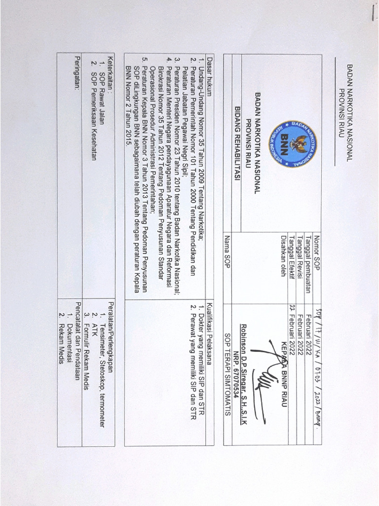 SOP Terapi Simtomatis | PDF