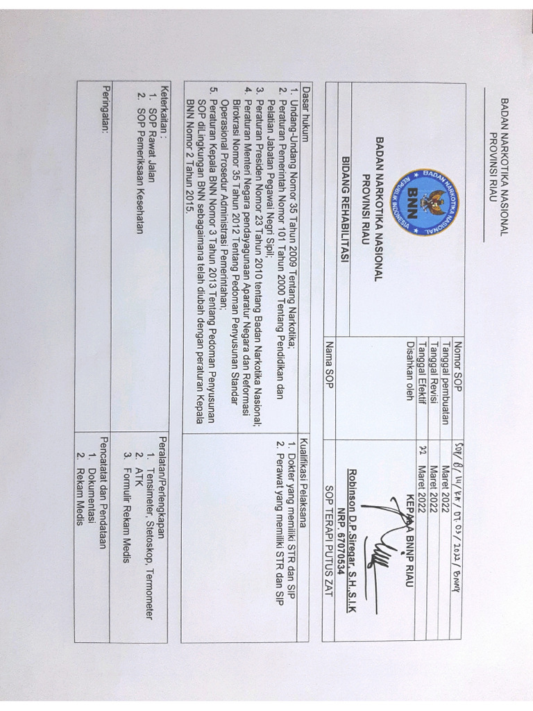 SOP Terapi Putus Zat | PDF