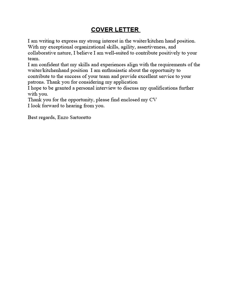 Cover Letter | PDF | Career & Growth