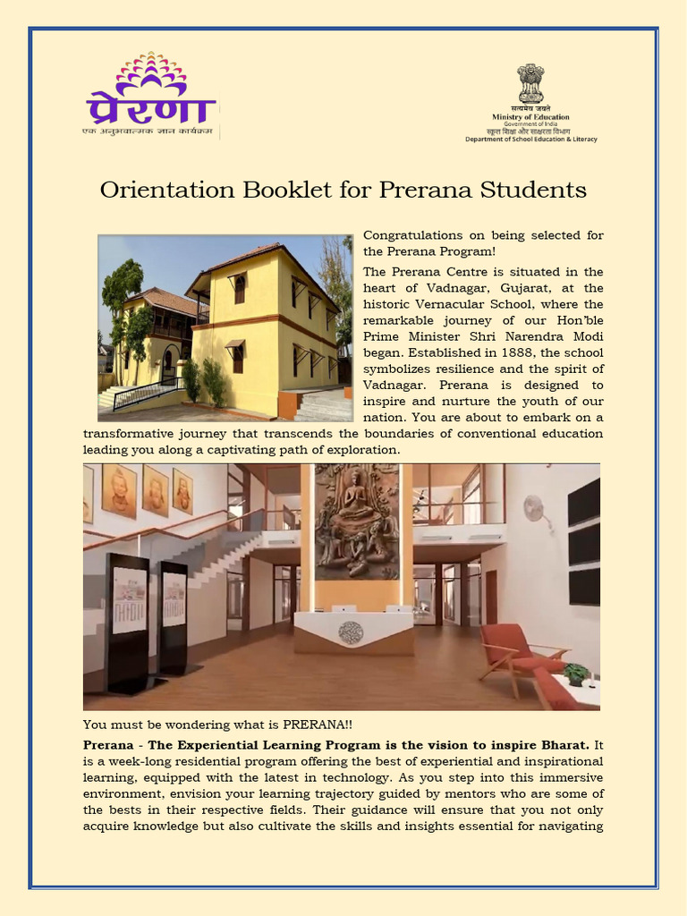 Orientation Booklet For Prerana Students Eng | PDF | Learning | Knowledge