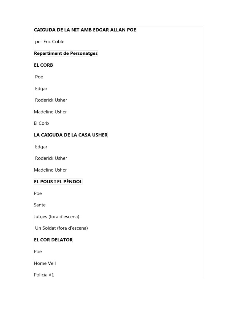 Al Caure La Nit Amb Edgar Allan Poe | PDF