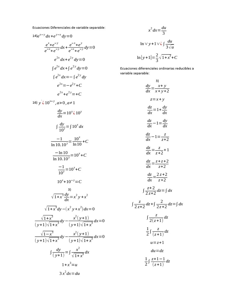 Ecuaciones Diferenciales de Variable Separable 11 | PDF | Matemáticas Aplicadas | Matemáticas