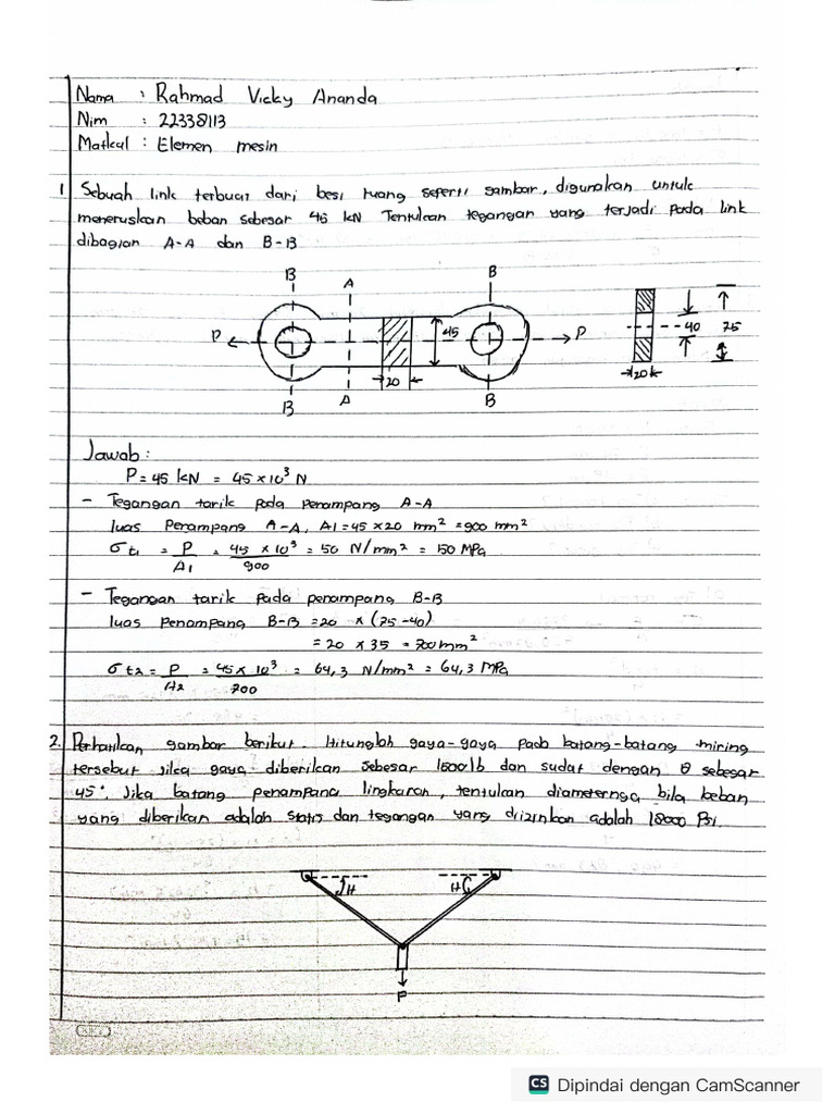 Elemen Mesin 2 - Rahmad Vicky Ananda - 22338113 | PDF
