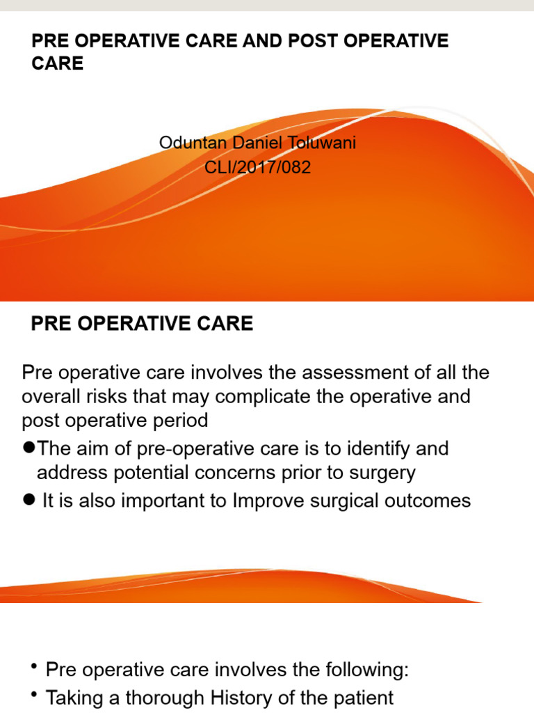 Pre and Post-Operative Care Guide | PDF | Surgery | Anesthesia