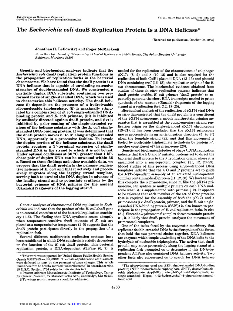 Paper Helicasa | Download Free PDF | Dna Replication | Gel Electrophoresis