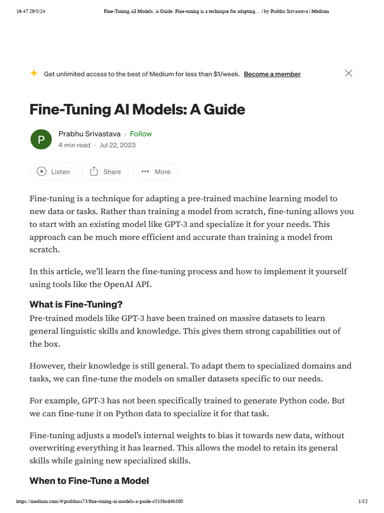 Fine-Tuning AI Models Explained | PDF | Artificial Intelligence | Intelligence (AI) & Semantics