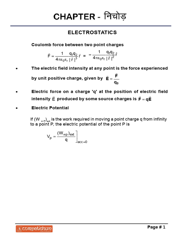 Nichod-14 - Electrostatics | PDF | Electric Field | Electrostatics