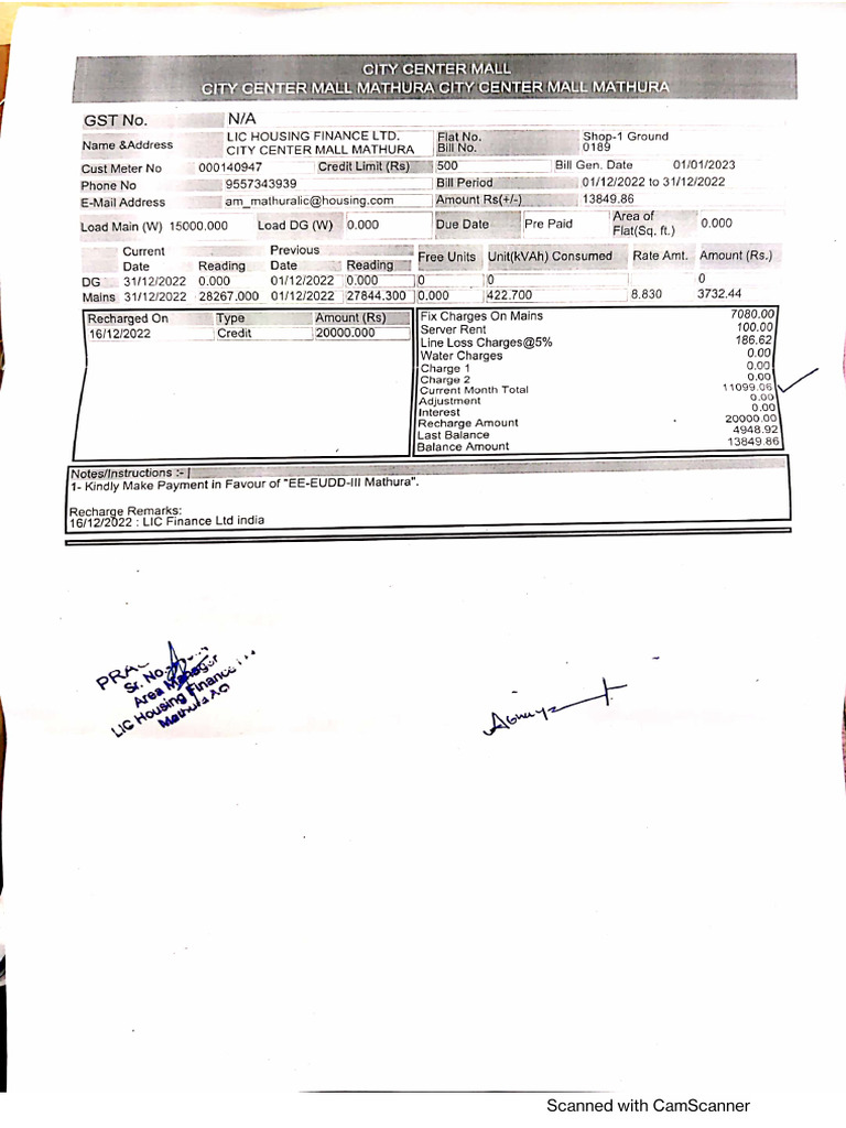 December Electricity Bill | PDF