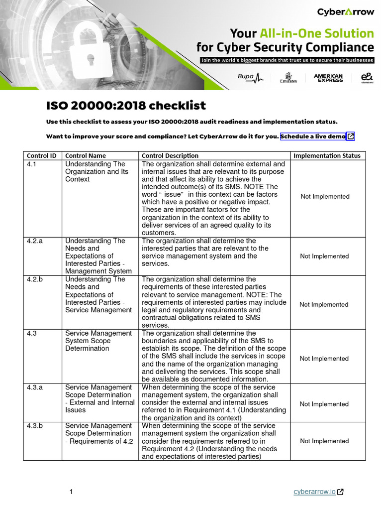 ISO 20000 Checklist | PDF | Risk | Life Cycle Assessment