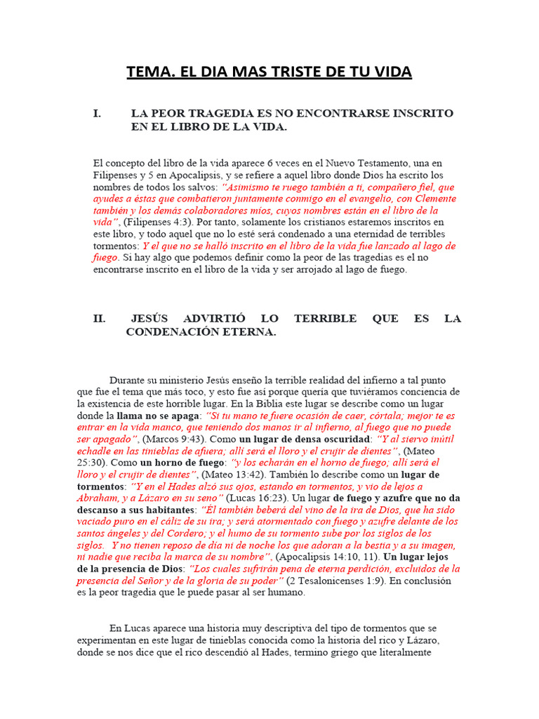 Tema L Dia., As Triste de La Umanidad | PDF | Infierno | Jesús