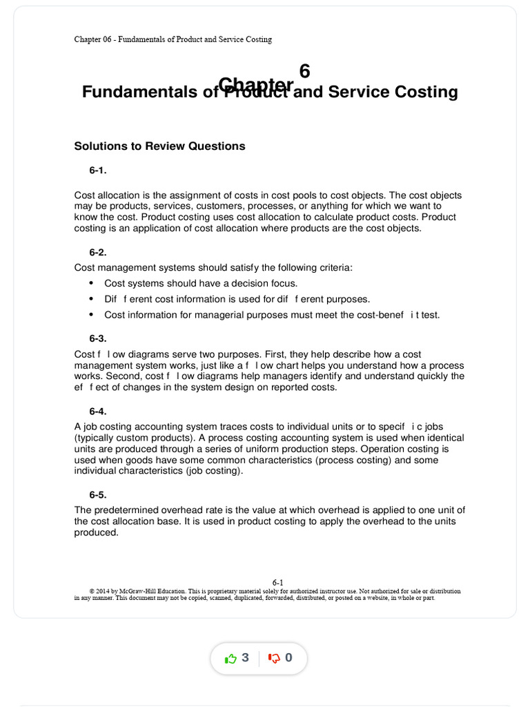 Amental of Cost Accounting Solution Manual CH 6 - Compress | PDF