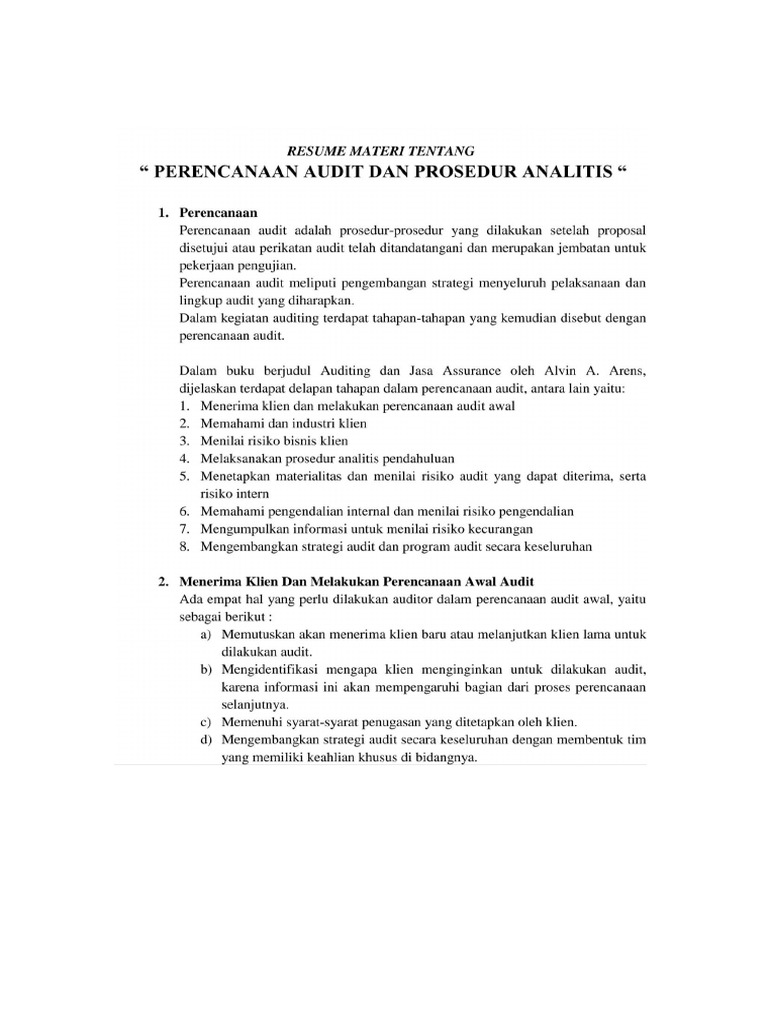 Resume Perencanaan Audit | PDF