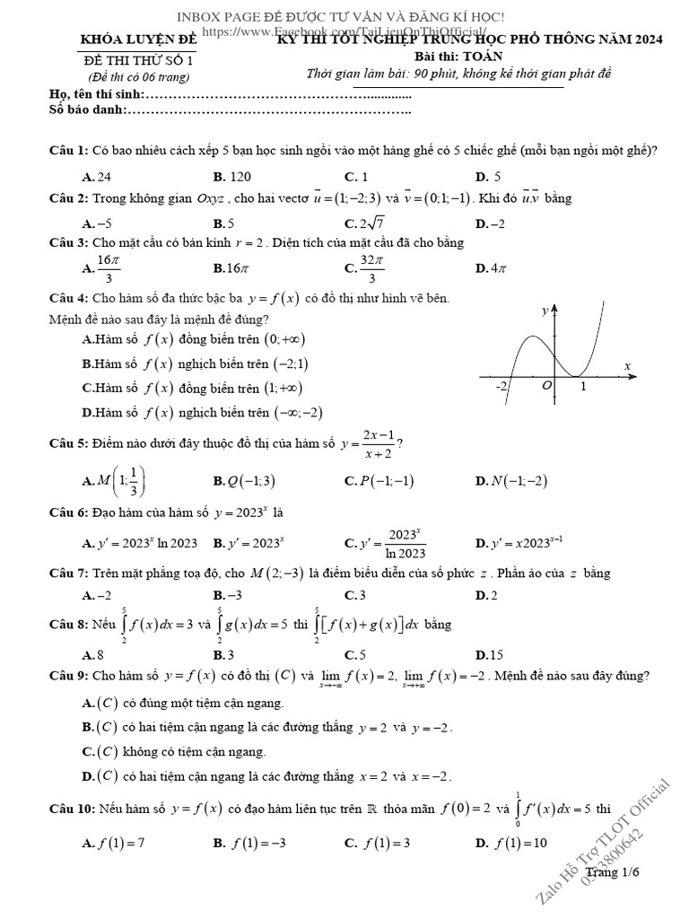 Đề toán 1-16 | PDF