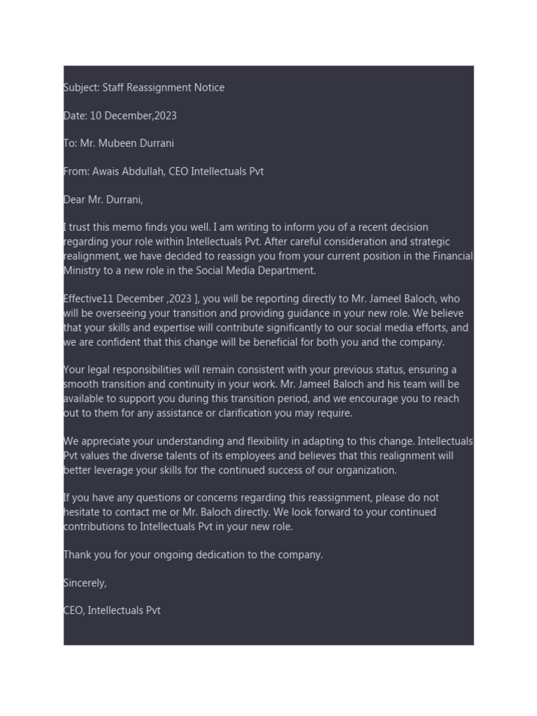 Staff Reassignment to Social Media | PDF | Business | Finance & Money ...