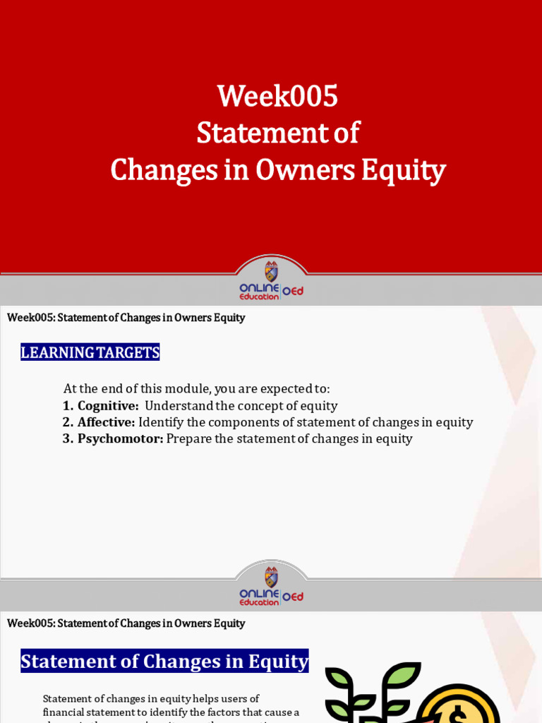Module 004 - The Statement of Changes in Equity_ppt | PDF | Equity (Finance) | Retained Earnings