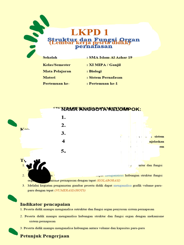 LKPD Pertemuan 1 - SistemPernafasan | PDF