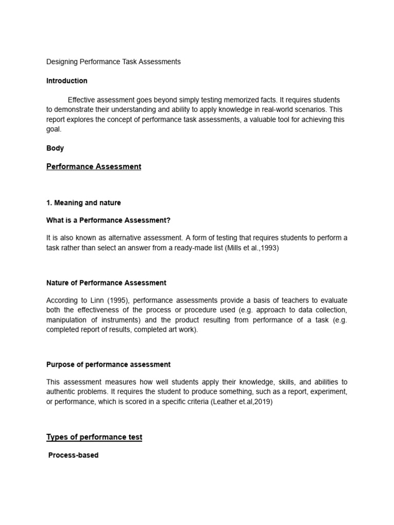 Designing Performance Task Assessment | PDF | Educational Assessment ...