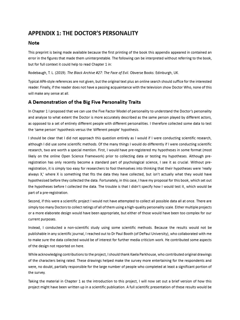 Face of Evil Appendix 1 | PDF | Extraversion And Introversion | Psychology