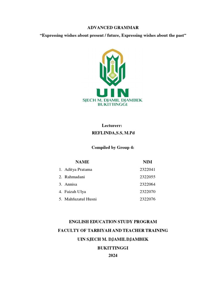 Advanced Grammar Paper Group 4 | PDF | Definition | Grammatical Tense