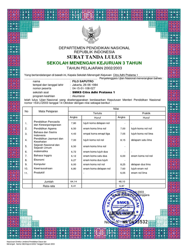 Skhu SMK 2002-2003 Filo | PDF