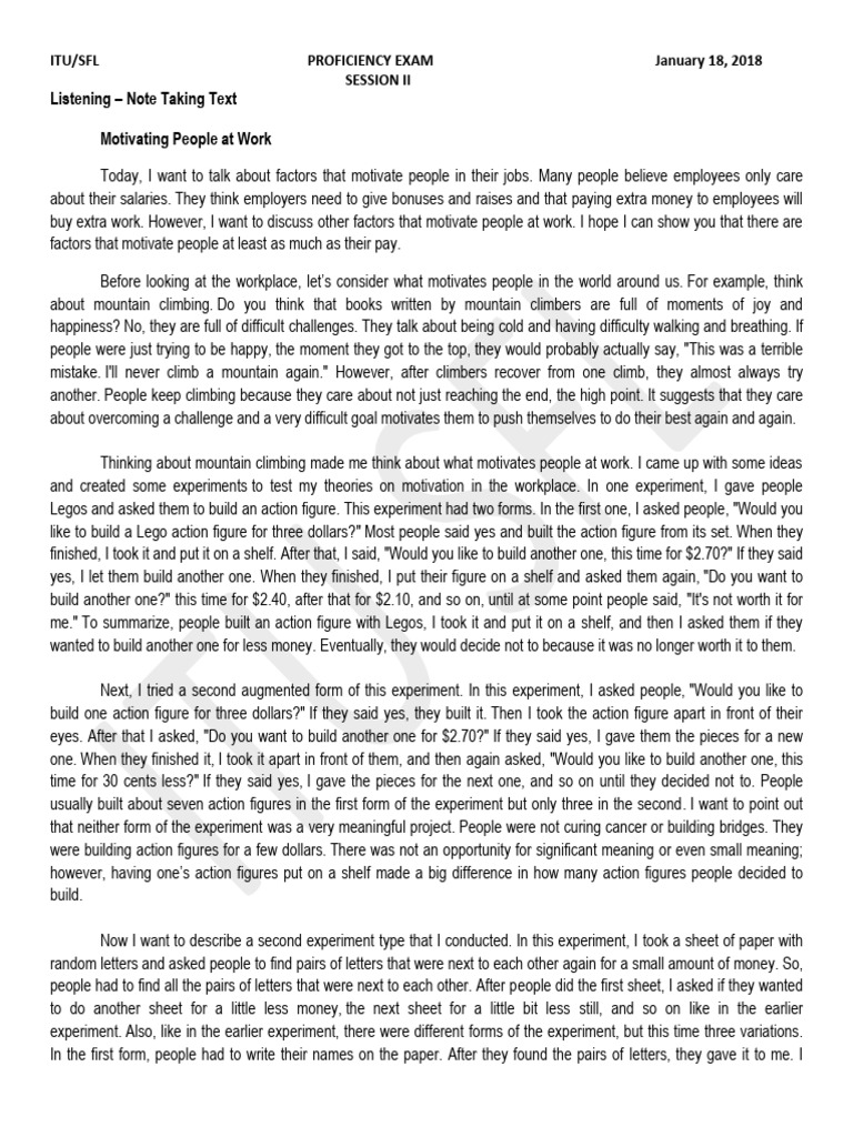 2018 January Proficiency Listening Note Taking | PDF