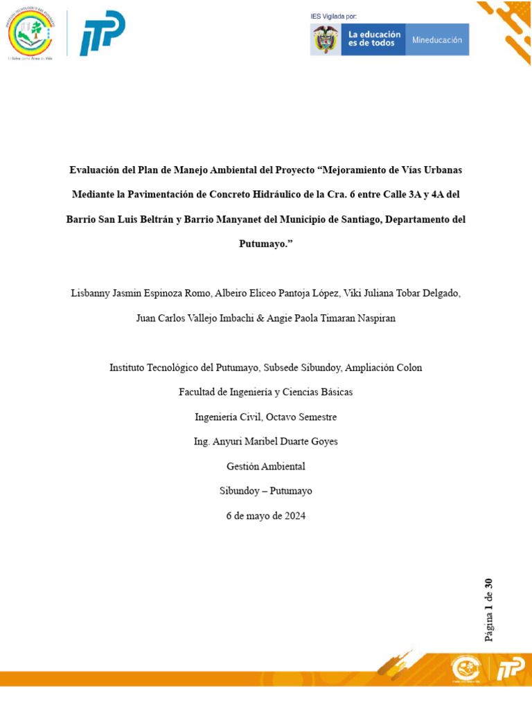 1ra Entrega Proyecto - Correcciones | PDF | Residuos | Entorno natural