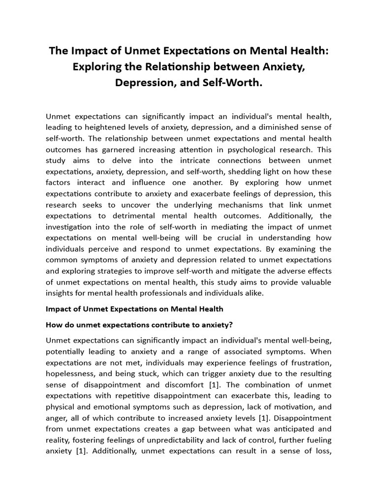 The Impact of Unmet Expectations On Mental Health: Exploring The ...